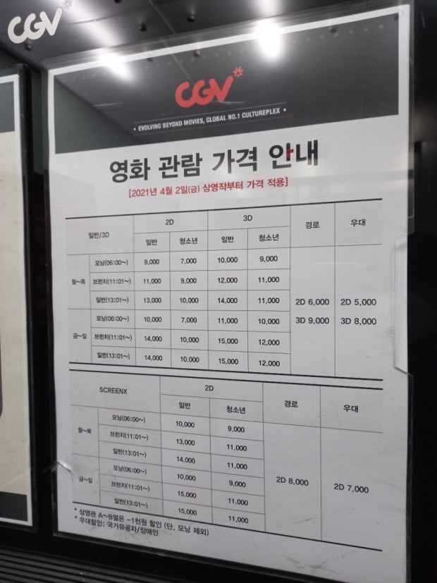 지금 cgv 영화가격 2D 14000원이던데 :: 웃긴대학 대기자료