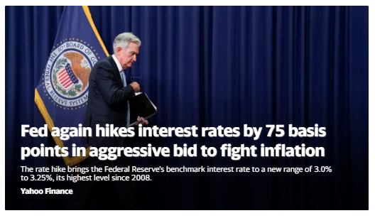 FOMC 세번째 75bps 인상 확정