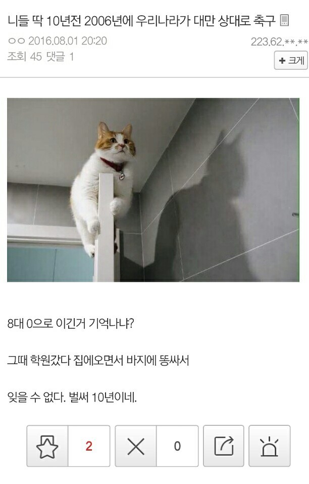 10년 전 축구 경기를 잊을 수 없는 주갤러.jpg :: 웃긴대학 웃긴자료